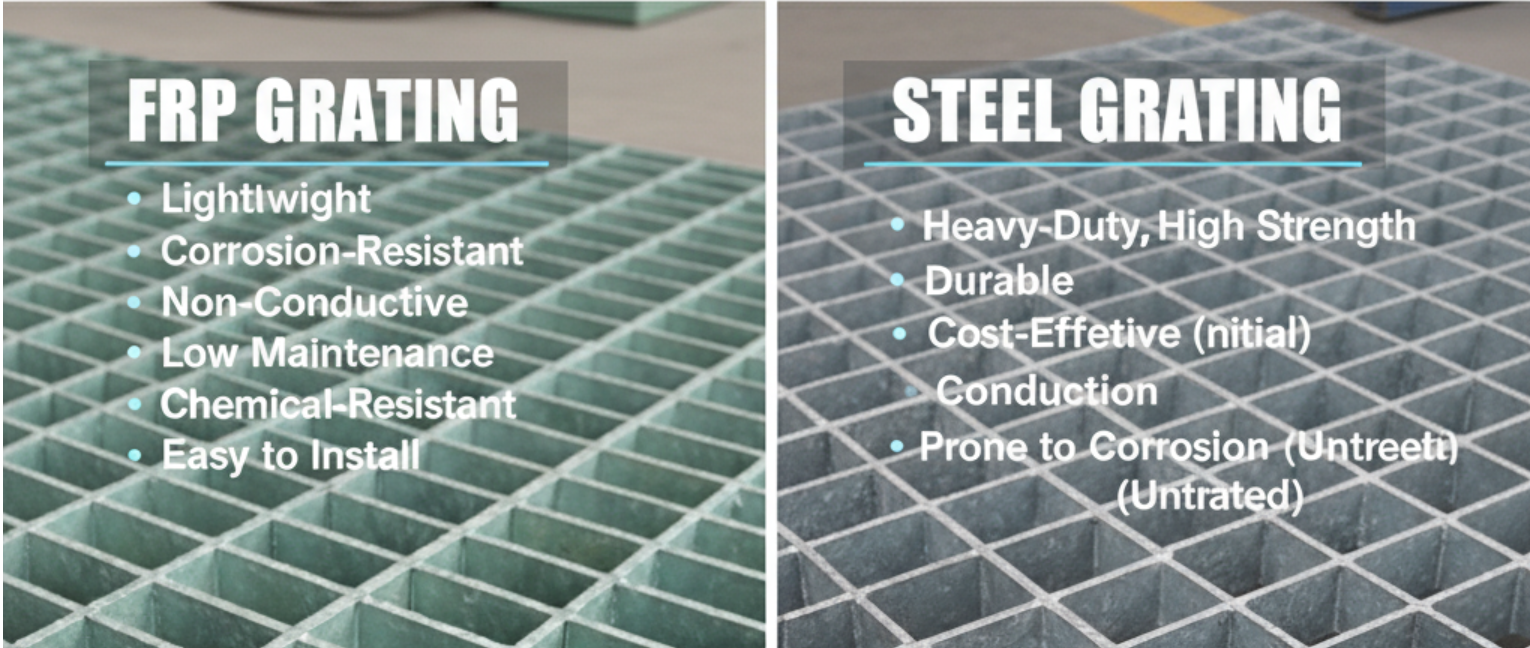 FRP vs Steel Grating: The Best Choice for Industrial Projects